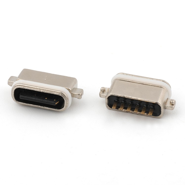 IP68 Vertical Waterproof USB 16P Type C Female Connector SMT 180Degree